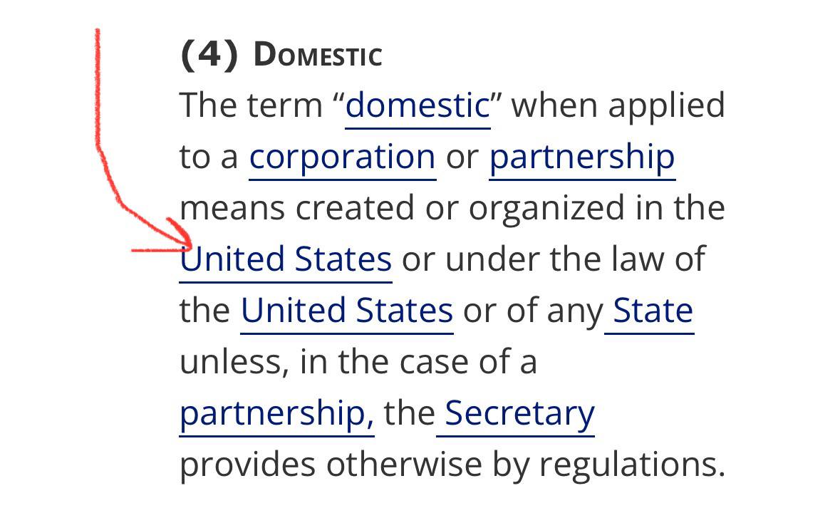 DEFINITIONS: “Domestic” – Foreign Tax Status Information Group (FTSIG)